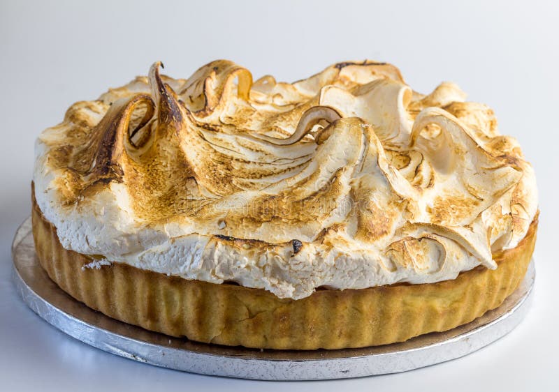Lemon Meringue Pie on Silver Cake Server Stock Photo - Image of fresh ...