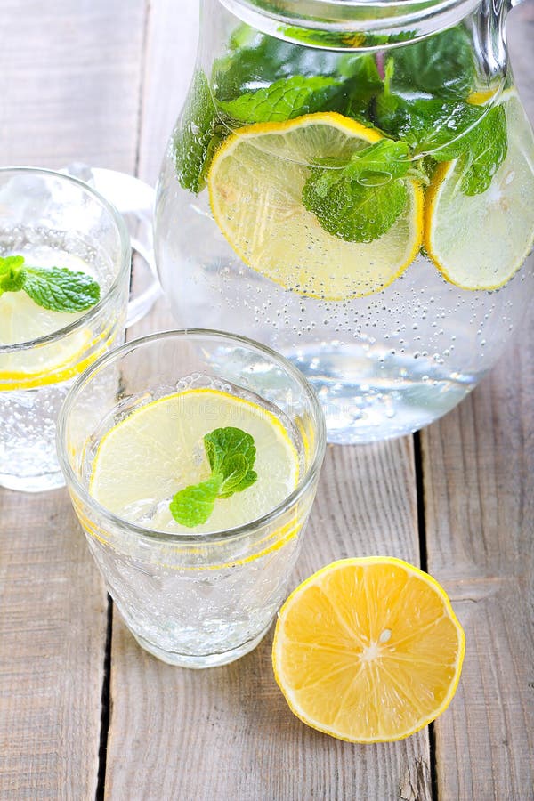 Lemon and mint fizz stock image. Image of fruit, transparent - 37185641
