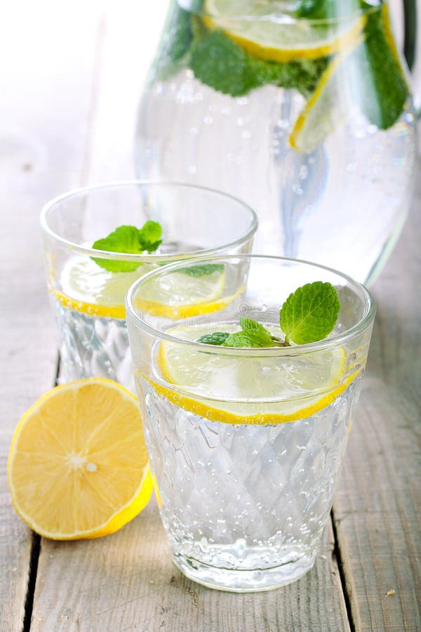 Lemon and mint fizz stock photo. Image of glasses, drink - 37185764