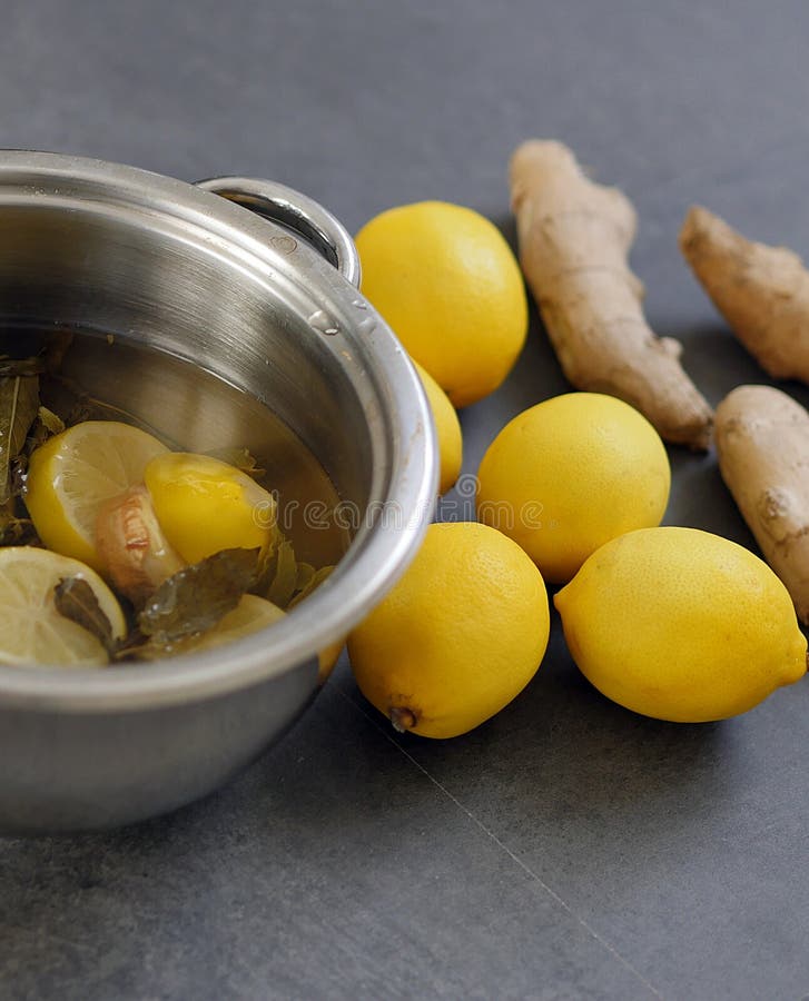 Lemon, Mint and Ginger Boiled in a Pot, Mint and Lemon for Flu and Cold ...