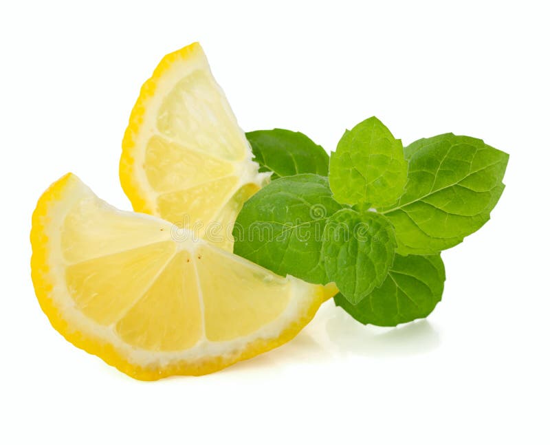 Lemon and Mint Leaves on White Stock Image - Image of juicy, vegan ...