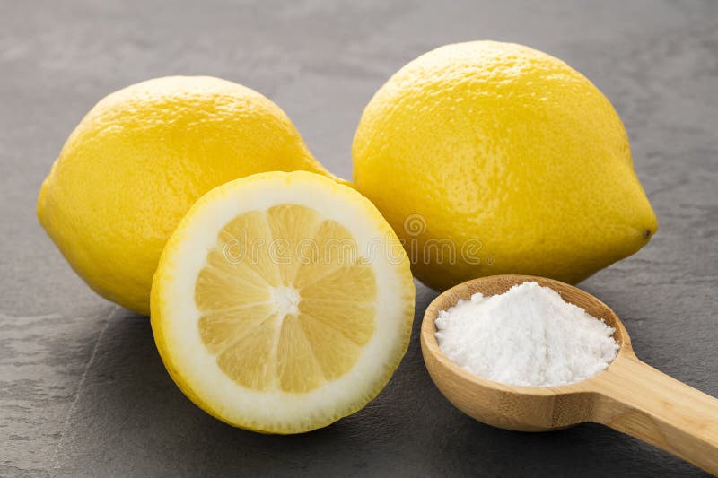 Lemon Mixture with Baking Soda Powder - Citrus Limon Stock Photo ...