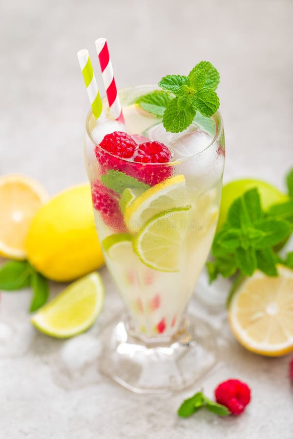 Raspberry Cold Drink in a Glass Jug Stock Photo - Image of chilled ...