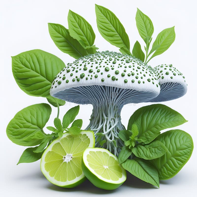 Lemon Mushroom on White Background Stock Illustration - Illustration of ...