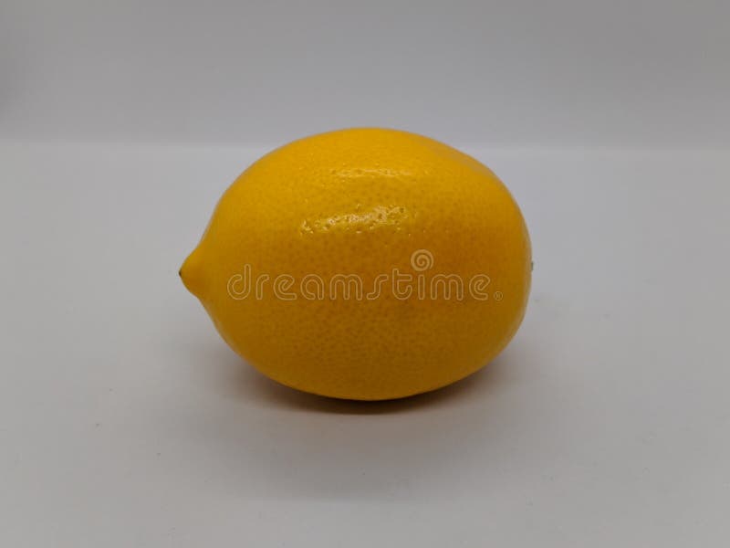 Lemon. One Lemon on a White Background Side View Stock Image - Image of ...