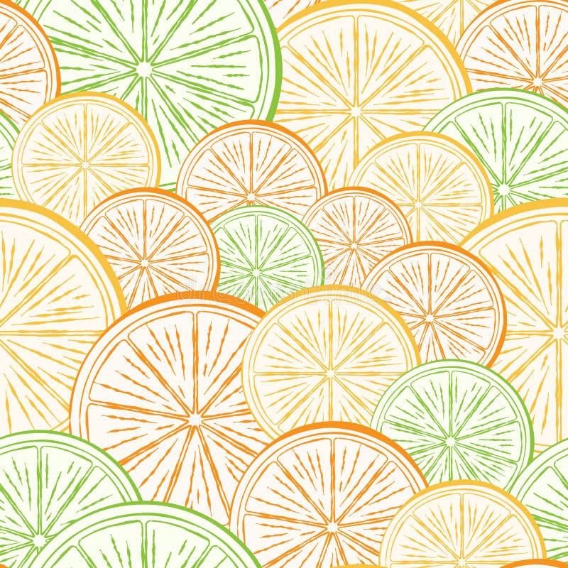Abstract Composition of Citrus Fruits. Seamless Repeating Vector ...