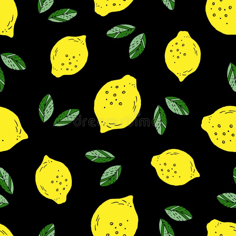 Lemon pattern hand drawing stock illustration. Illustration of lemon ...