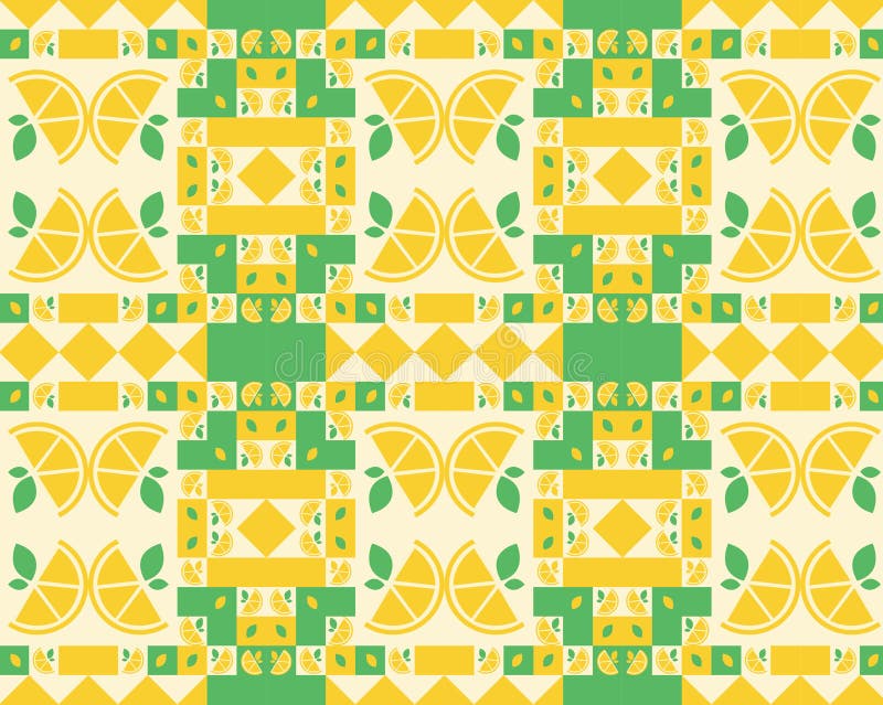 Lemon Pattern. Abstract Geometric Texture of Lemon Slices, Fruit Mosaic ...