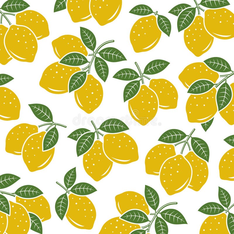 Lemon Pattern Background Set. Collection Icon Lemons Stock Vector ...
