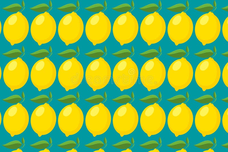Lemon Pattern on Blue. Bright Yellow Fruit Background Stock ...