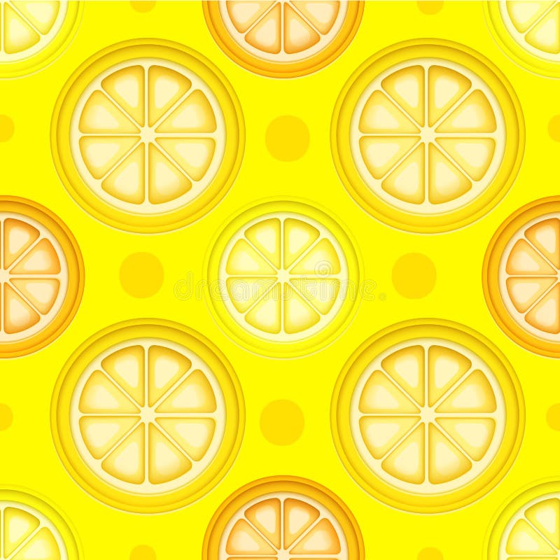 Lemon Pattern with Paper Art. Tropical Seamless Pattern with Yellow ...