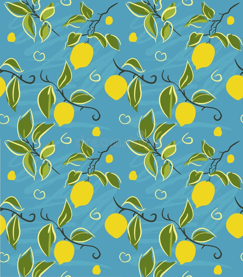 Lemon Pattern stock vector. Illustration of leaves, branch - 40014276