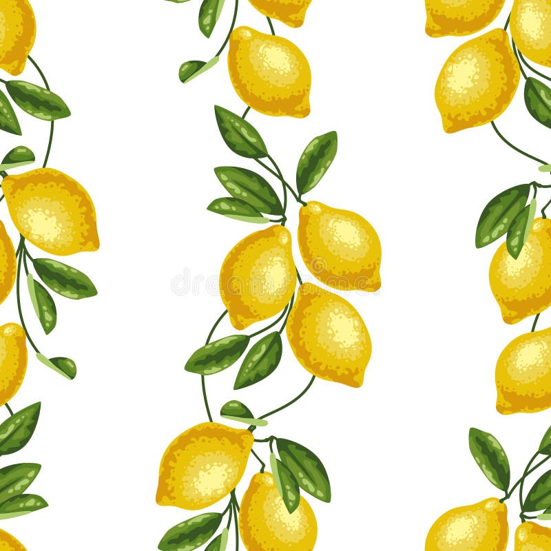 Lemon Pattern on a White Background, Vector Stock Vector - Illustration ...