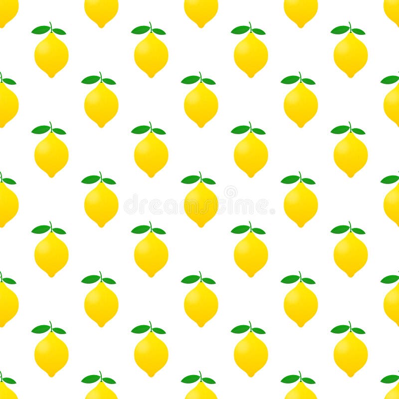 Lemon Pattern. Yellow Lemon Vector Illustration Isolated on White ...