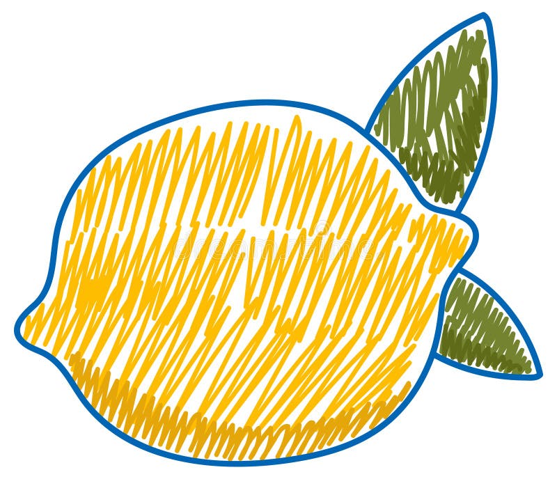 Lemon in Pencil Colour Sketch Simple Style Stock Vector - Illustration ...