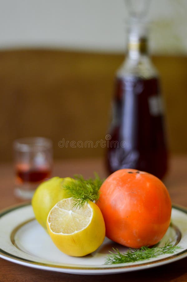 Lemon, Persimmon and Apple are Excellent Appetizers Stock Photo - Image ...
