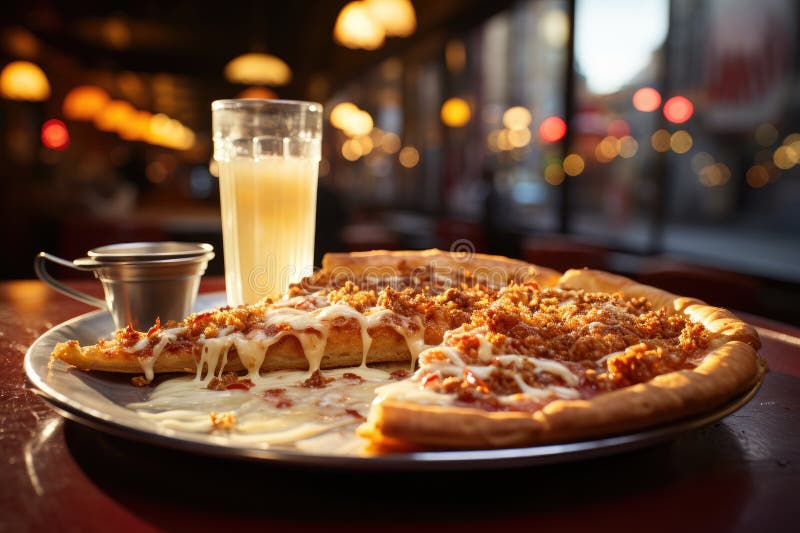 A Lemon Pie Pizza in a Roadside Diner., Generative IA Stock ...