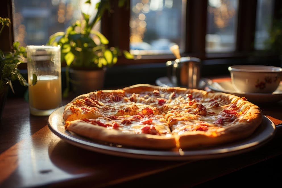 A Lemon Pie Pizza in a Roadside Diner., Generative IA Stock ...