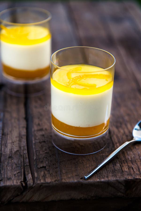 Lemon Posset with an Orange Compote and Glaze Stock Image - Image of ...