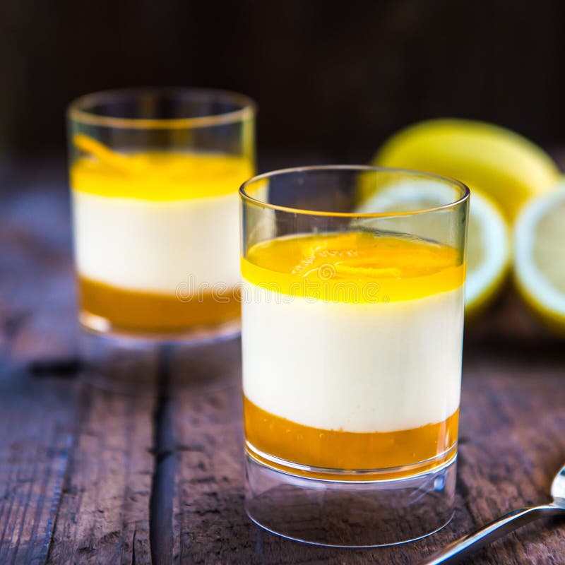Lemon Posset with an Orange Compote and Glaze Stock Image - Image of ...