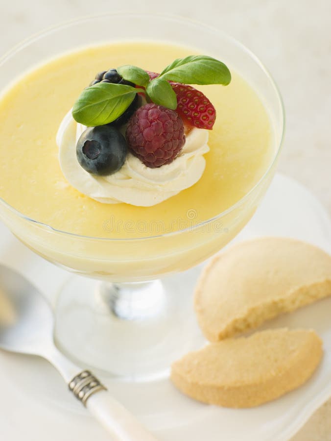 Lemon Posset with Shortbread Biscuits Stock Image - Image of foods ...