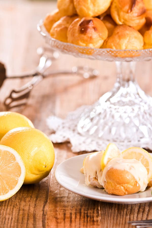 Lemon Profiteroles. stock image. Image of chantilly, homemade - 82877625