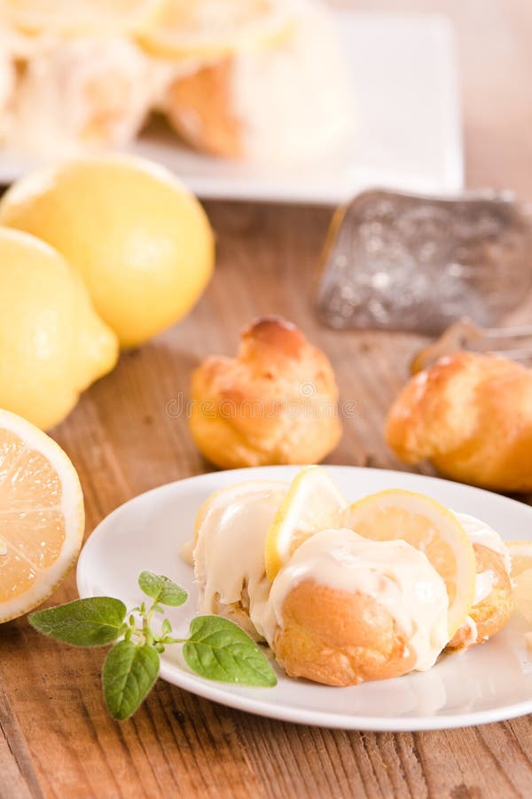 Lemon Profiteroles. stock photo. Image of beignet, cream - 92170622