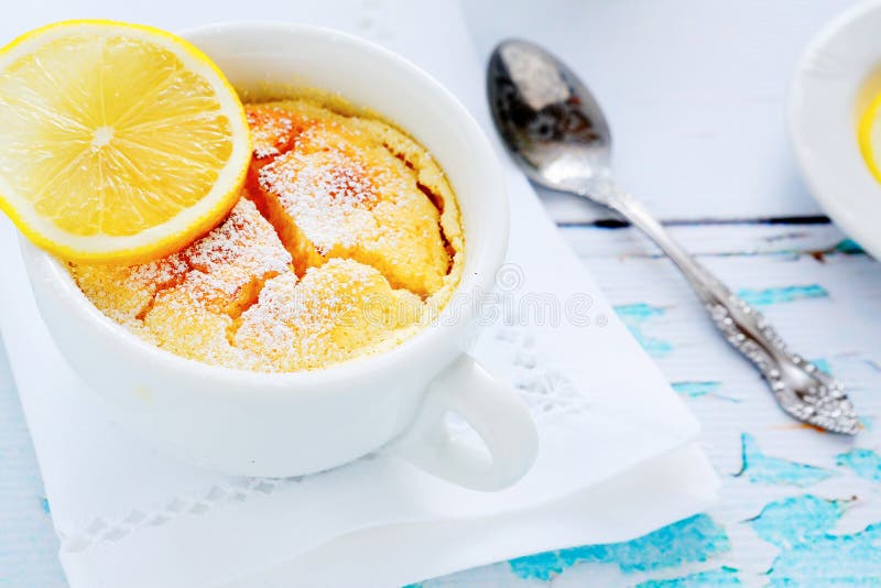 Lemon pudding in white cup stock photo. Image of gourmet - 37523092