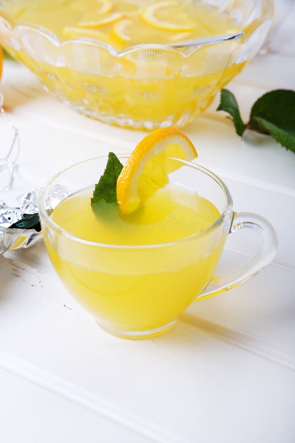 Lemon Punch with Fruit Sweet Alcohol Summer Drink Stock Image - Image ...