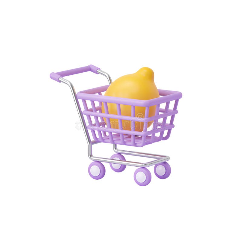 Lemon in Shopping Cart, Yellow Fruit in Purple Toy Trolley on White ...