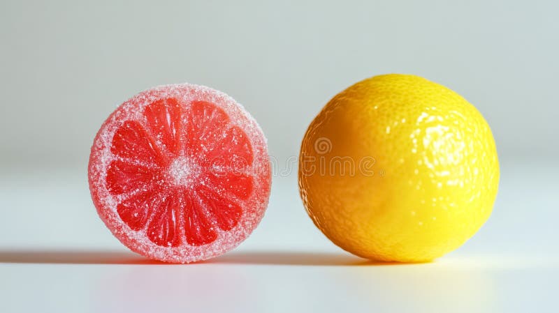 Lemon and Red Candy Slice Showing Conceptual Duality Stock Image ...