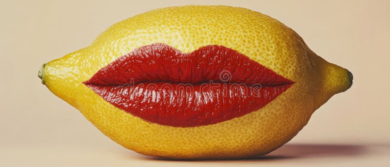 "LEMON with RED LIPSTICK LIPS" Stock Illustration - Illustration of ...