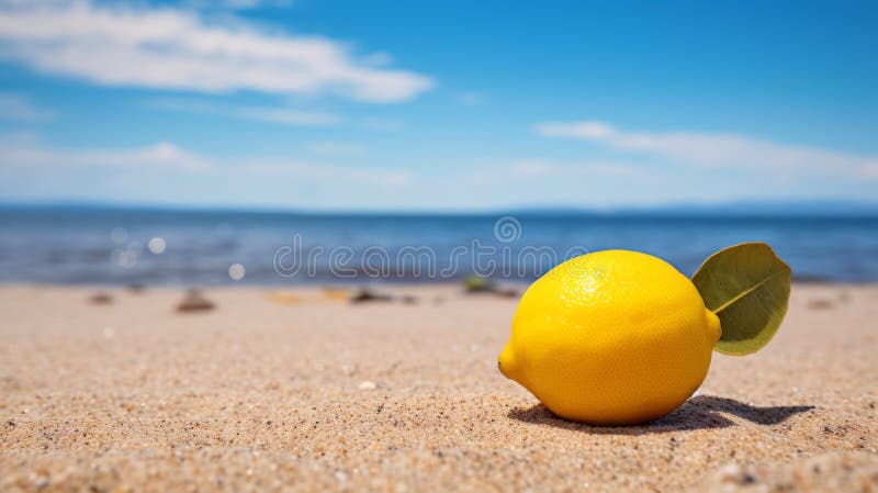 Vibrant Lemon on Sandy Beach a Captivating Pop-culture-infused ...