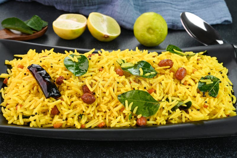 Lemon rice dish stock image. Image of plate, prepared - 346615119