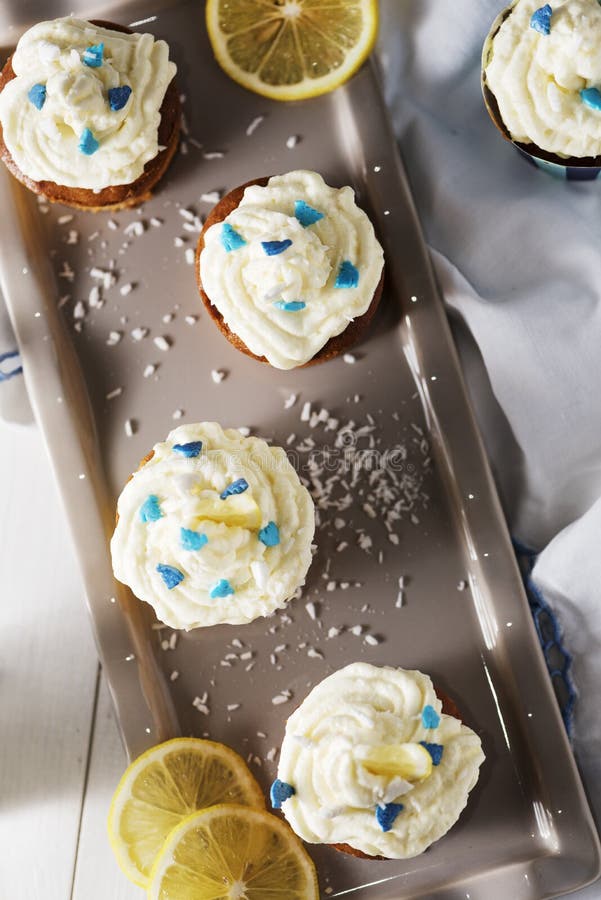 Lemon Ricotta Cupcakes stock photo. Image of citrus, celebration - 83762640