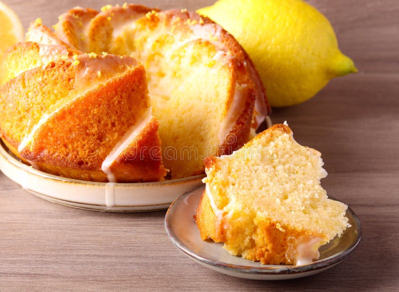 Lemon ring cake, served stock photo. Image of glaze - 292759092