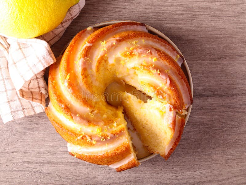 Lemon ring cake, served stock image. Image of brunch - 293492107