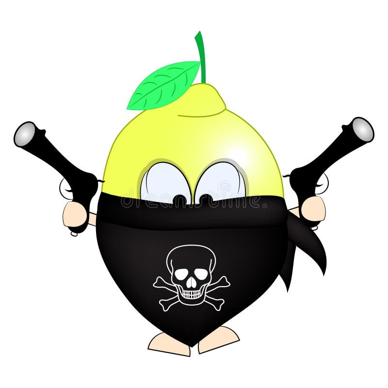 Lemon a Robber with a Gun. Vector Stock Vector - Illustration of food ...