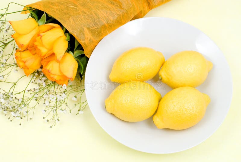 Lemon and rose stock image. Image of citrus, ingredient - 20558599