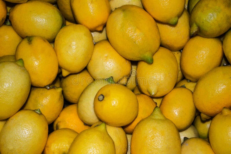 Lemon Scattered Background in the Bazaar Stock Image - Image of group ...