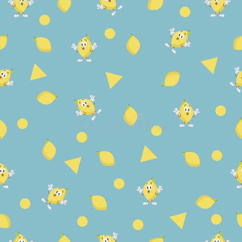 Lemon Seamless Pattern Background Geometric Cartoon Cute Wallpaper ...