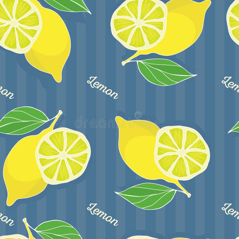 Lemon seamless pattern. stock vector. Illustration of leaf - 96462566