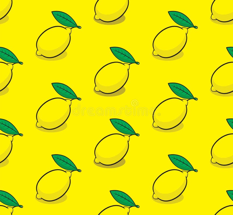 Lemon Seamless Texture on Yellow Stock Vector - Illustration of cartoon ...