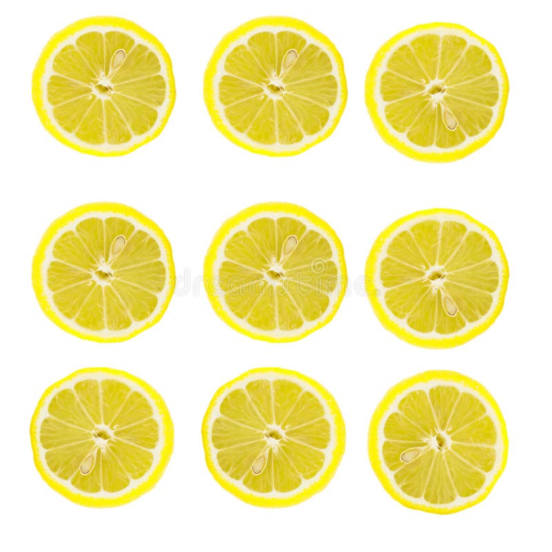 Lemon Set Top Cut Slice Isolated Object Stock Photo - Image of slice ...