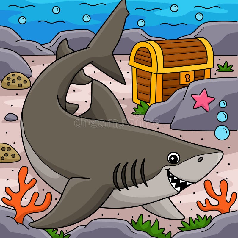 Lemon Shark Colored Cartoon Illustration Stock Vector - Illustration of ...