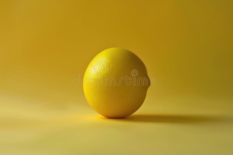 A Lemon Sits Atop a Bright Yellow Surface Stock Image - Image of ...
