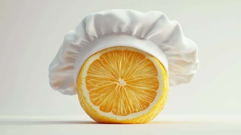 Lemon Slice with Chef S Hat on Light Background, Creative Culinary ...