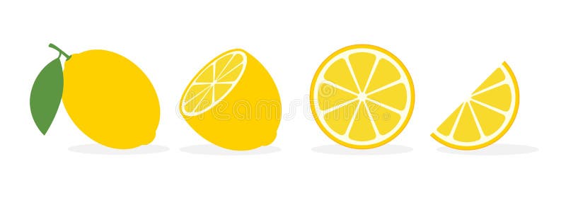 Lemon Slice Citrus Fruit Flat Icon. Vector Lemon Half Cut Logo, Yellow ...