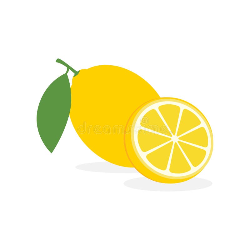 Lemon Slice Citrus Fruit Flat Icon. Vector Lemon Half Cut Logo, Yellow Simple Illustration Stock ...