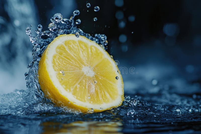 Lemon Slice Falling into Water Stock Image - Image of citrus ...